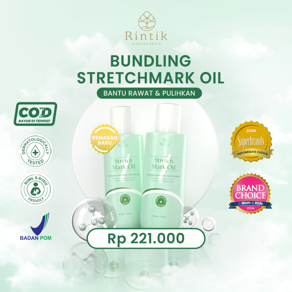 Jual RINTIK BUNDLING STRETCHMARK OIL (2pcs X 90ml) - PENGHILANG STRETCH ...