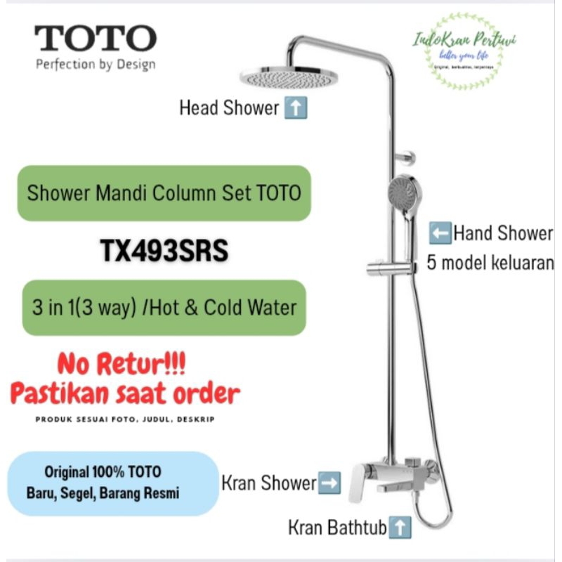 Jual SHOWER MANDI COLUMN SET 3 way TOTO TX493SRS / SHOWER MANDI TIANG SET TOTO | Shopee Indonesia