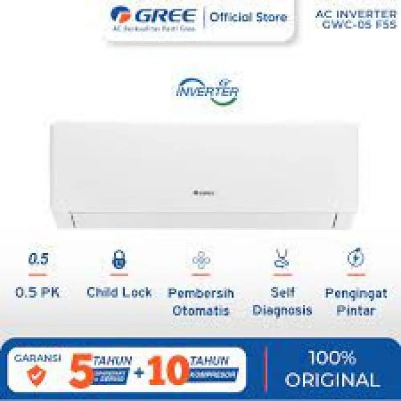 Jual AC Inverter 1/2 PK Gree GWC05F5S | Shopee Indonesia