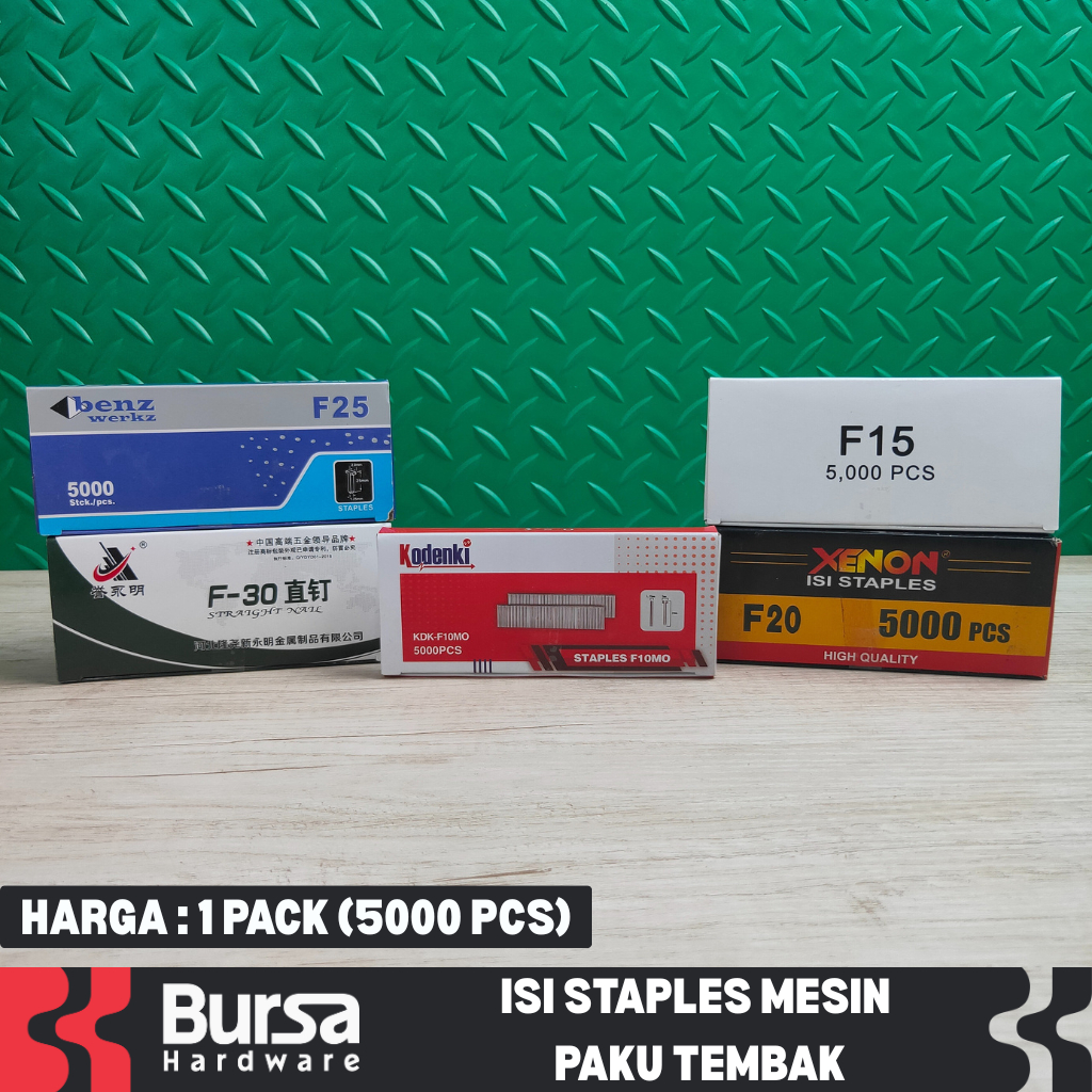 Jual Isi Staples Mesin Mata Paku Tembak Lurus F10 F15 F20 F25 F30 Air ...