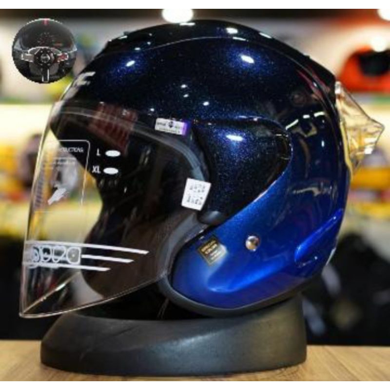 Jual HELM ARC RITZ TWO TONE BLUE LENGKAP 2 visor dan spoiler | Shopee ...