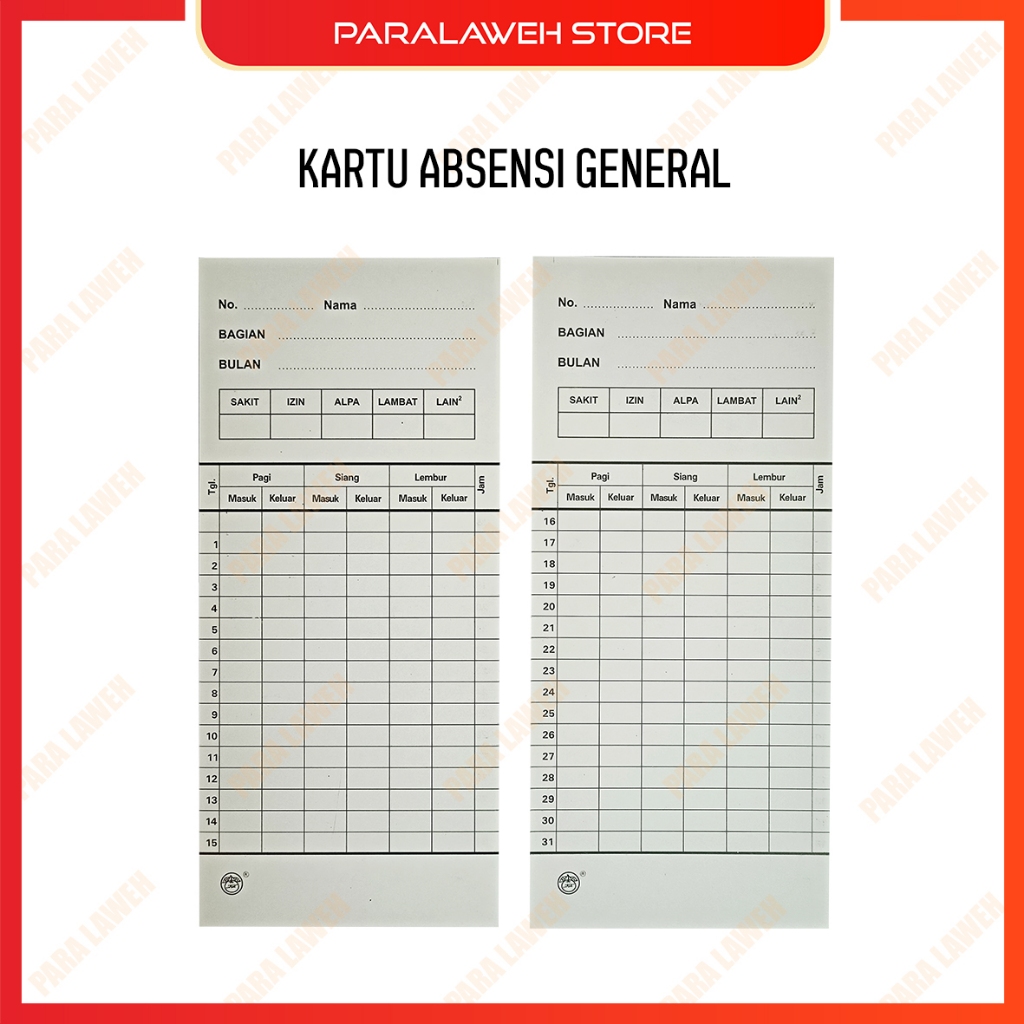 Jual Kartu absensi manual/ceklok 25 lembar | Shopee Indonesia
