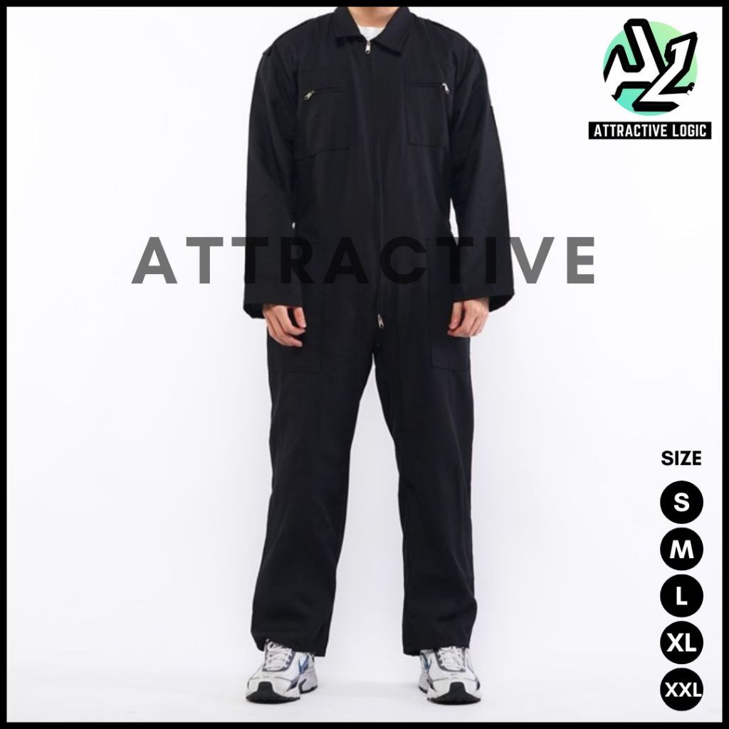 Jual JUMPSUIT POLOS HITAM COVERALL WEARPACK MONTIR TERBARU - ATTRACTIVE ...