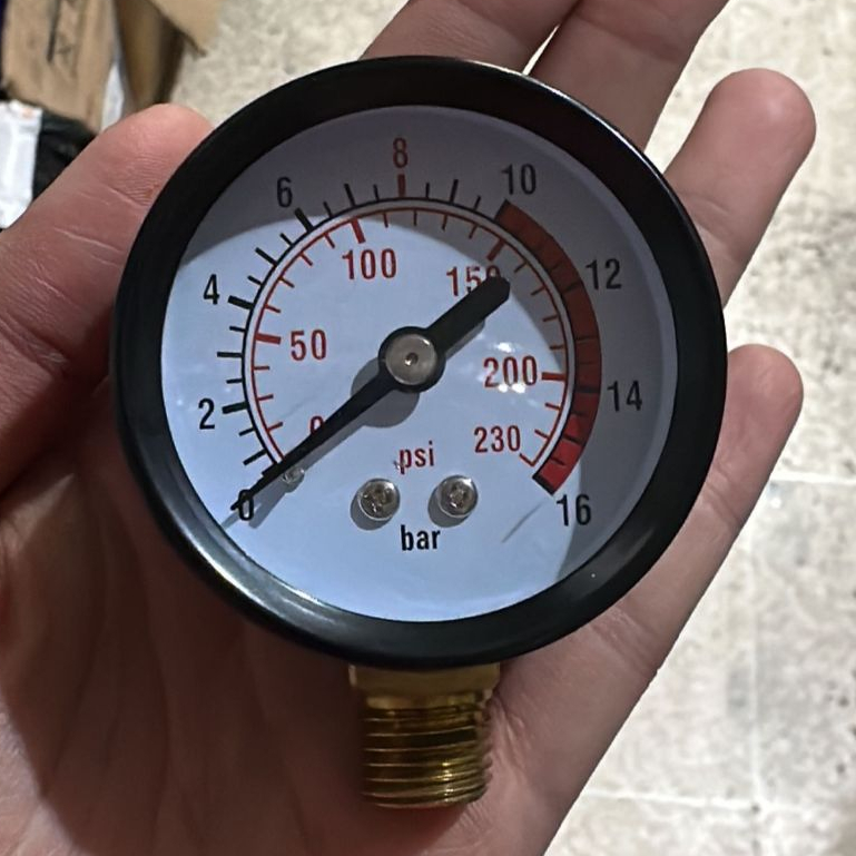 Jual Manometer Tekanan pompa air 16 bar 1/4" 230 psi Pressure Gauge 16 ...