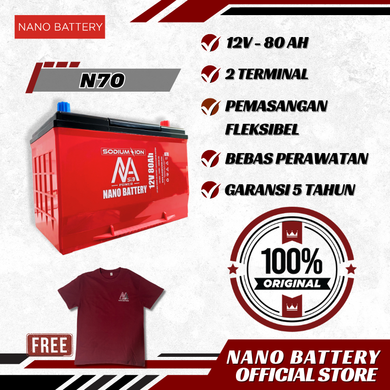 Jual NANO BATTERY Aki Mobil Sodium Ion Aki Mobil Sodium Ion NA-1280S(70 ...