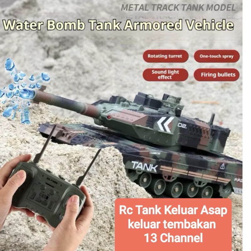 Jual Rc war tank tenk baja 13 channel fitur keluar asap rc military ...