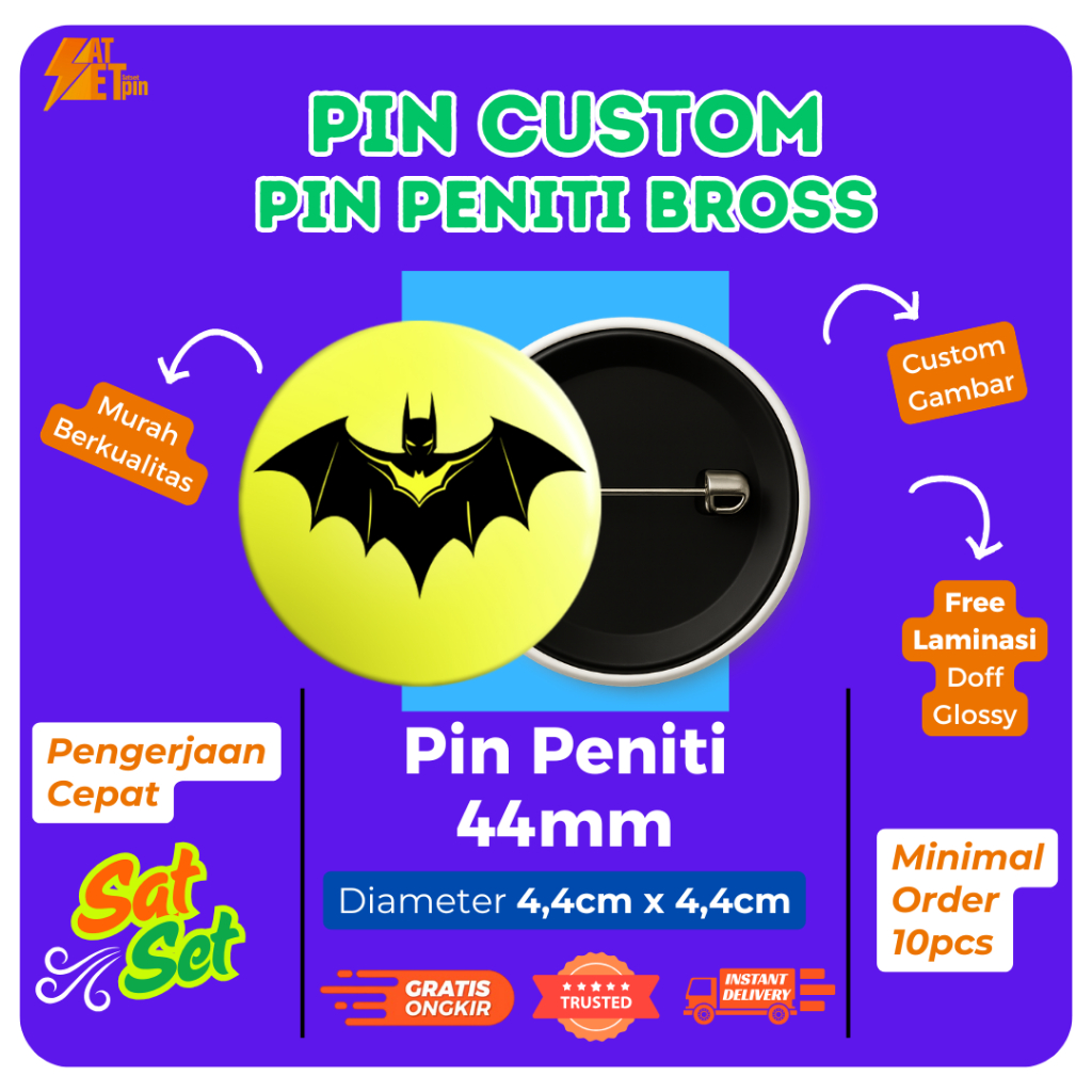 Jual Cetak Pin 44 Custom Peniti bros custom desain maupun request ...
