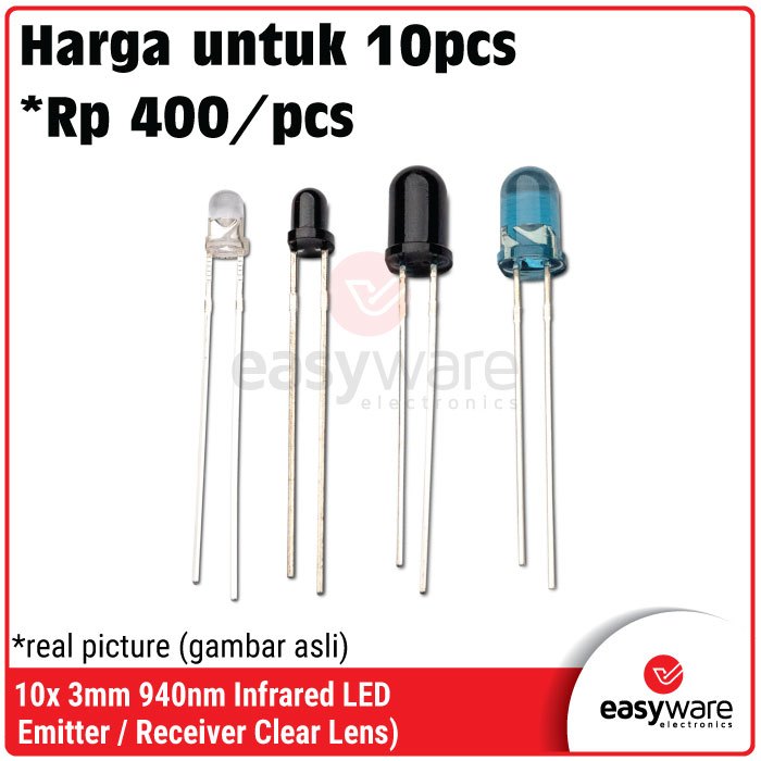 Jual 10x 3mm 5mm IR LED Diode Transimitter Receiver 940nm Infrared Photodiode Phototransistor ...