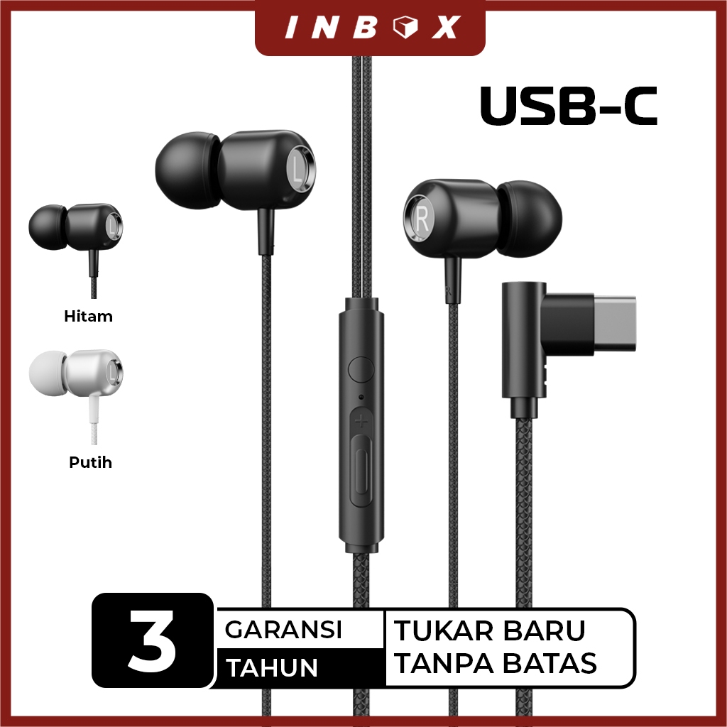 Jual INBOX MI-7 Earphone Type C Ultra Bass HD Audio Stereo Microphone ...