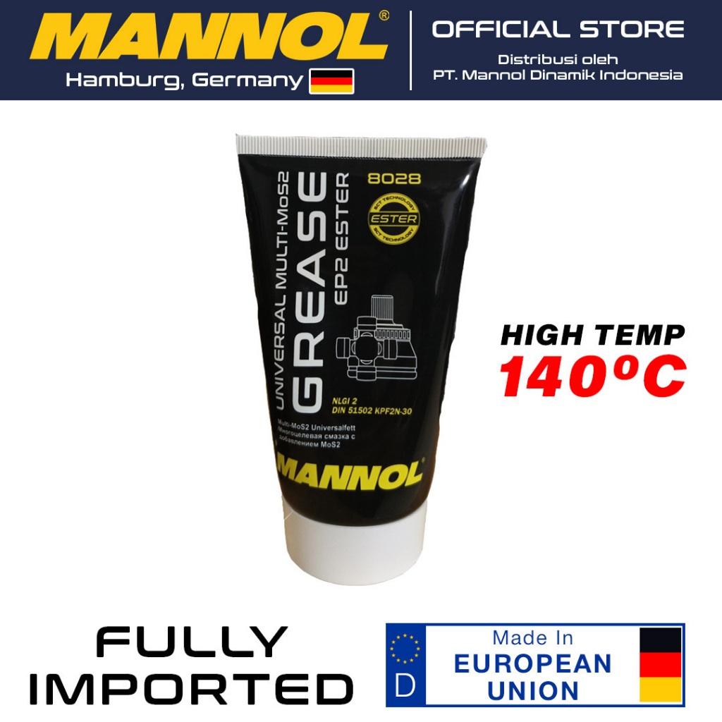 Jual Mannol 8028 - Universal Multi MoS2 - Grease with ESTER - EP2 ESTER ...