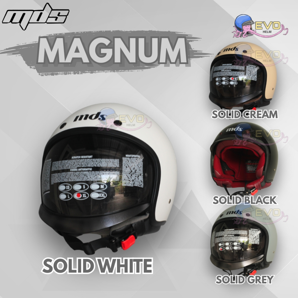 Jual MDS MAGNUM HELM HALF FACE PRIA & WANITA DEWASA SOLID ORIGINAL ...