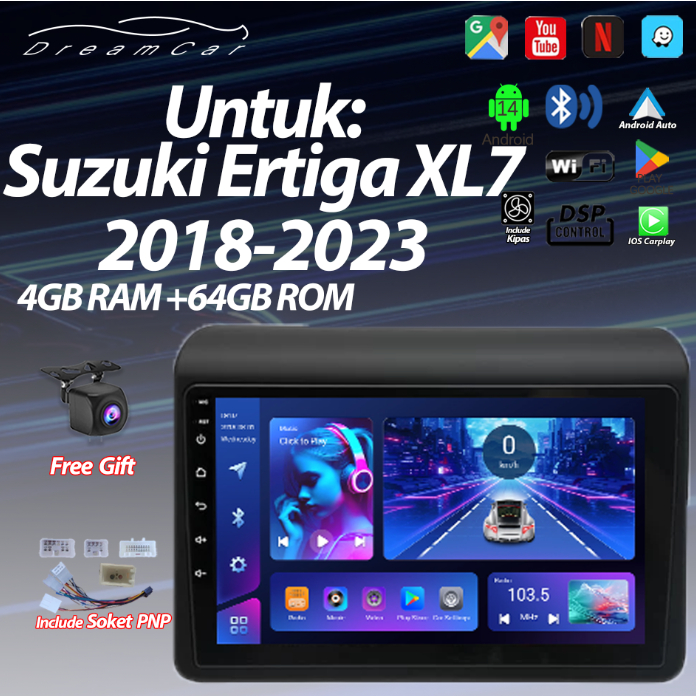 Jual 【Untuk Suzuki/Ertiga XL7 2018-2023】4+64G Head Unit Android 14 Mobil 9inch IPS Screen ...
