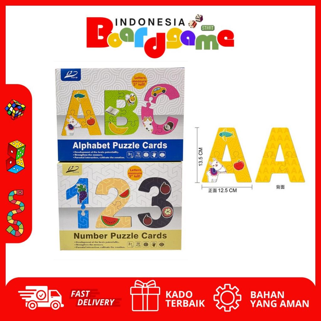Jual Mainan Anak Education Toys Alphabet Number Puzzle Cards 78 pcs ...