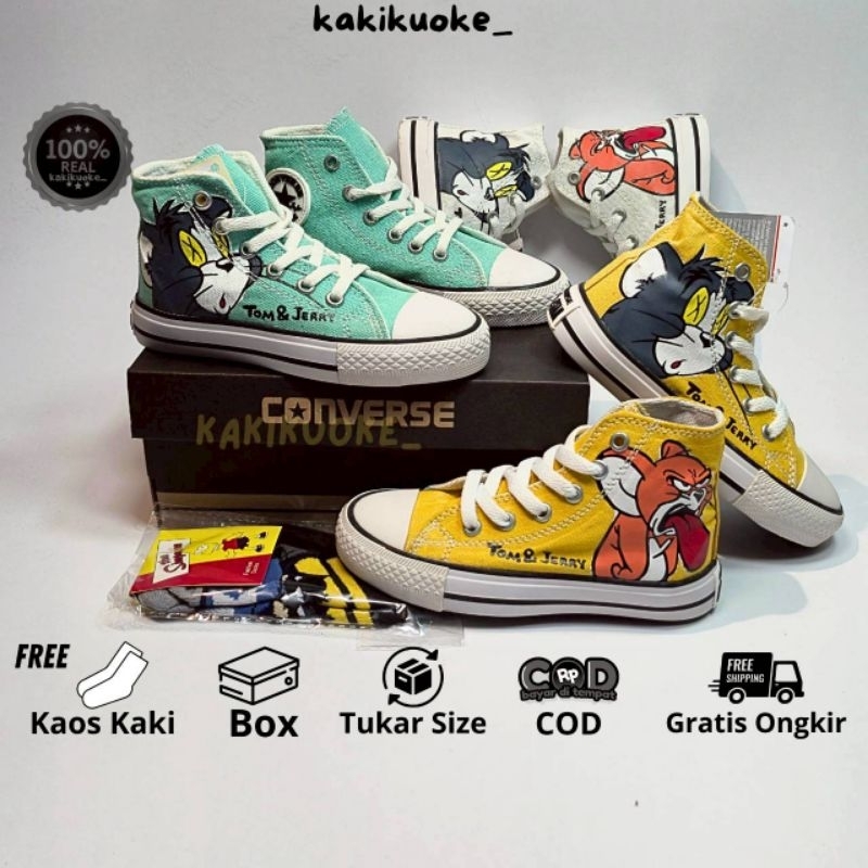 Jual Sepatu Converse Anak karakter Tom & Jerry High Size 18-35 Sepatu ...