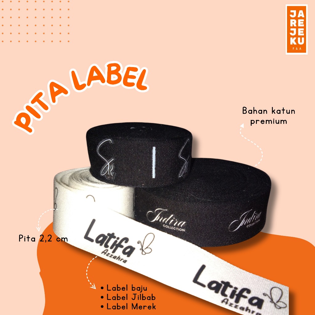 Jual [Pita 2,2 cm] Pita Label Custom / Label Baju Custom / Label Hijab ...
