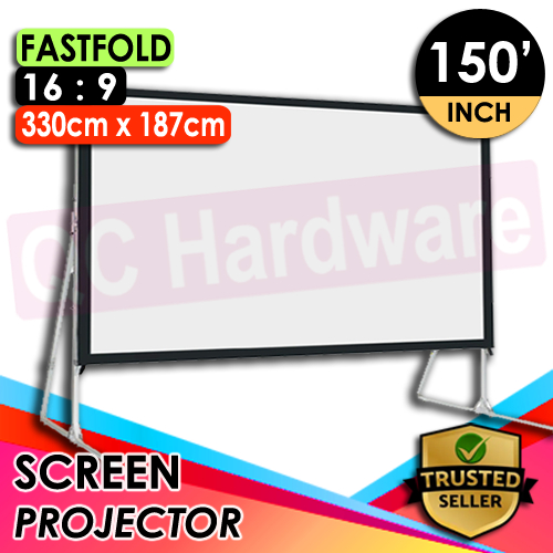Jual Layar Proyektor Fastfold 150" inch Rasio 16:9 ( Ukuran 330cm x ...