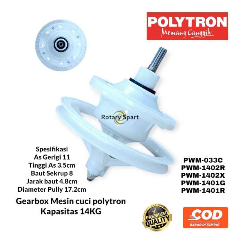 Jual Gearbox Polytron 14KG Mesin cuci 2 Tabung As Gerigi 11 PWM-033C ...