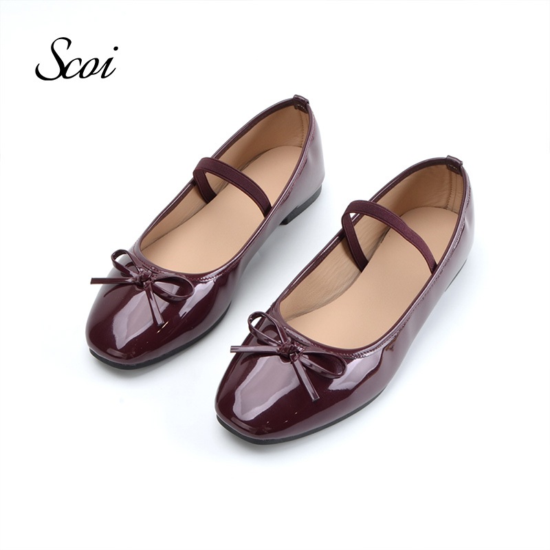 Jual Scoi Sepatu Mary Jane Datar Sepatu Balet Wanita Merah Tua | Shopee ...