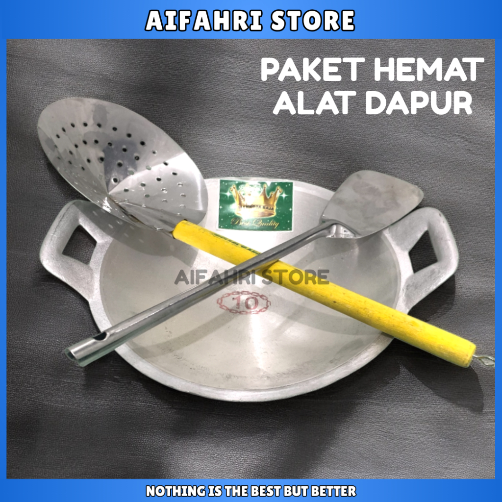 Jual PAKET LENGKAP Wajan Kuali Aluminium Cor No 10+Serok dan Sutil ...