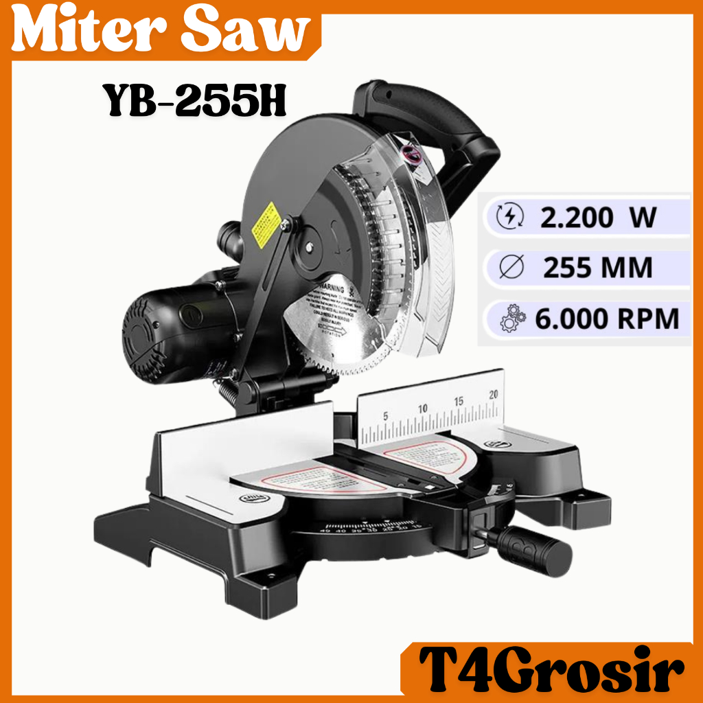 Jual Miter Saw 10 Inch Gergaji Potong Alumunium Mitre saw YB-255H | Shopee Indonesia
