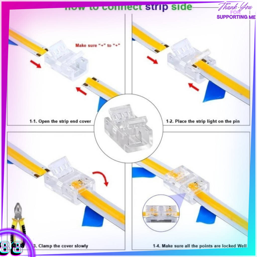 Jual Sambungan Konektor Led Strip 12v 2835 COB Jepit 8mm-10mm Connector ...