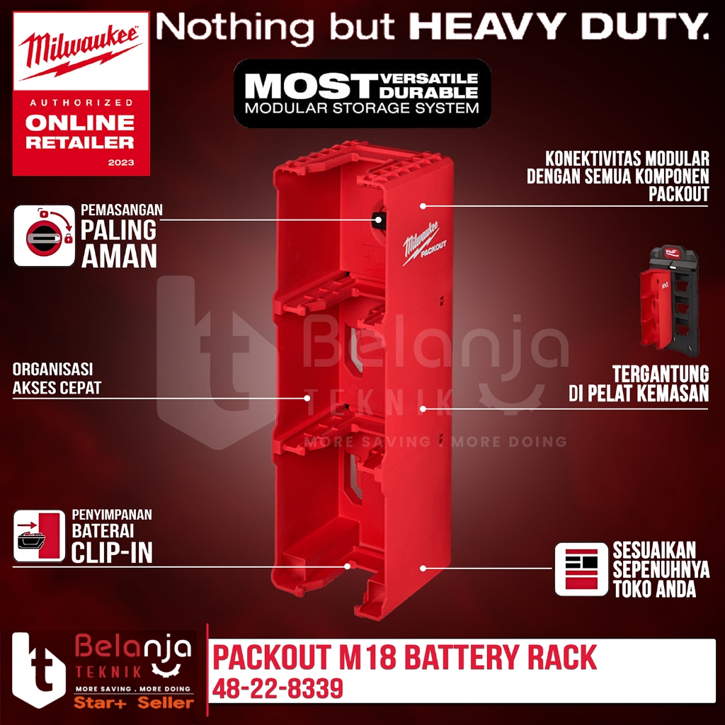 Jual Packout M18 Battery Rack Milwaukee Rak Penyimpan Baterai M18 48-22 ...