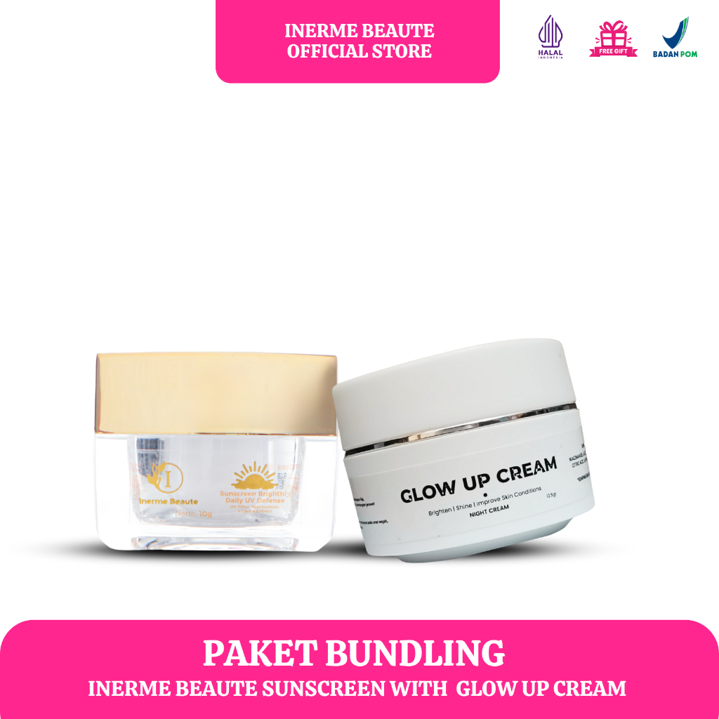 Jual Inerme Beaute Paket Bundling Sunscreen Brightly with Glow Up Cream ...