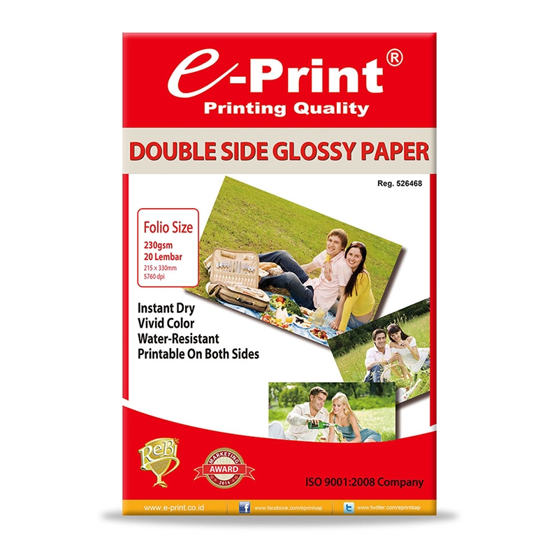 Jual Kertas Foto e-Print Doubleside Glossy Paper Folio F4 230 gsm ...