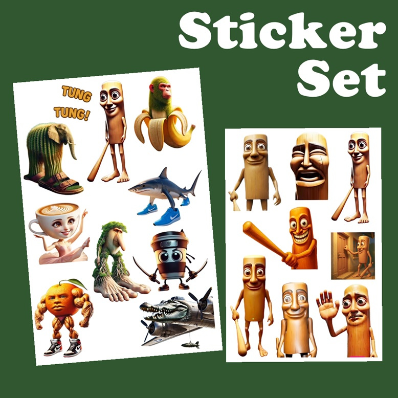 Jual Stiker Tung Tung Sahur Sticker Set Tungtung saur Ballerina ...