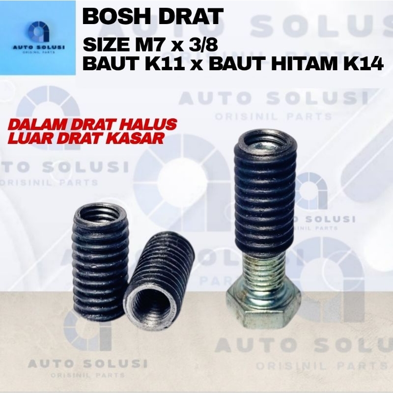 Jual BOS DRAT M7 x 3/8 SPESIFIKASI DALAM KUNCI 11 x LUAR KUNCI 14 BAUT ...