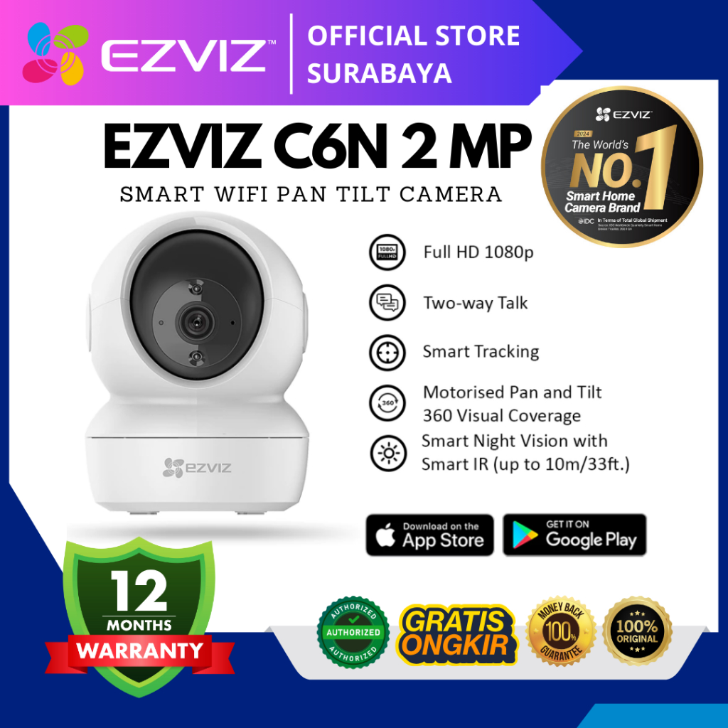 Jual Ezviz C6N 2MP Smart Wifi Pan Tilt IP Camera CCTV Indoor 1080p ...