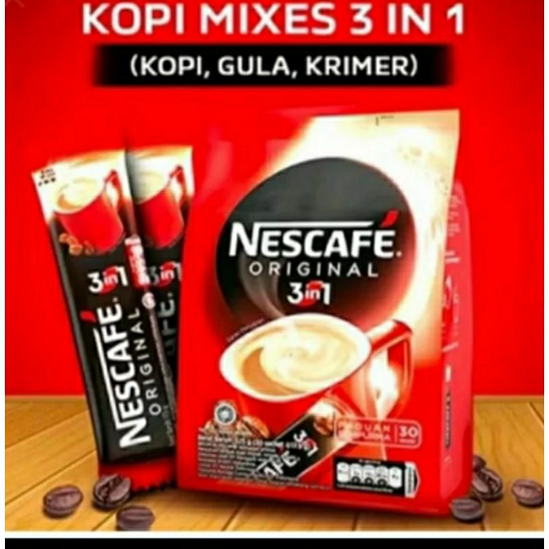Jual Kopi Nescafe 3In1 Instan Pack is 30 Sachet Kopi kemasan | Shopee ...