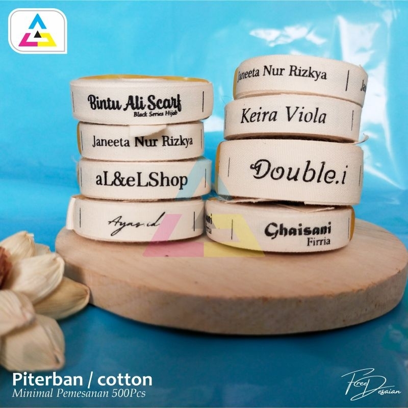 Jual 100 pcs label custom free desain/ label hijab / piterban lembut ...