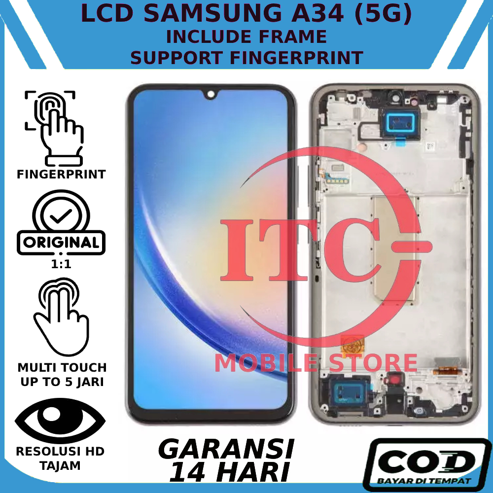 Jual LCD TOUCHSCREEN SAMSUNG A34 (5G) FRAME SUPPORT FINGERPRINT ...