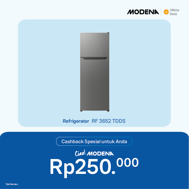 Jual MODENA Refrigerator - RF 3652 TDDS | Shopee Indonesia