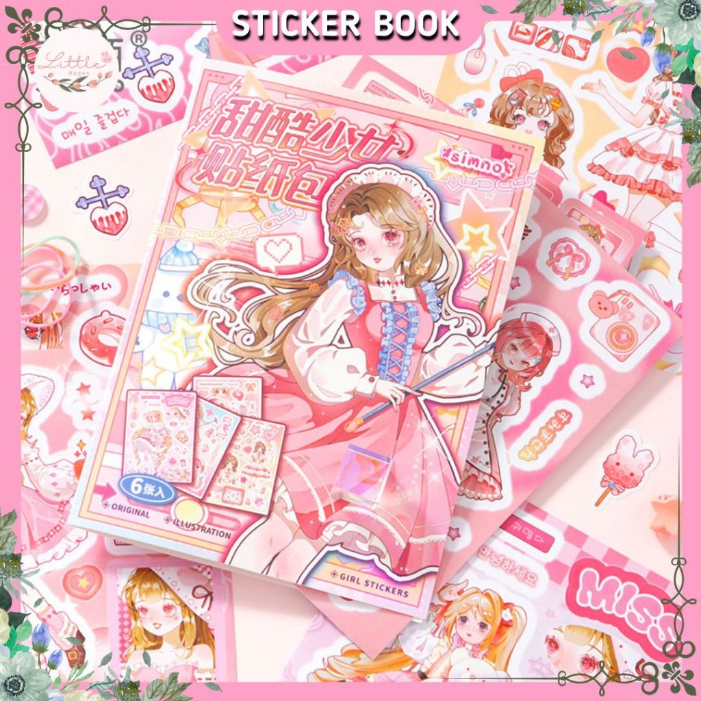 Jual BUKU Sticker Material Sweet Cool Girl Handbook Kartun Journal ...