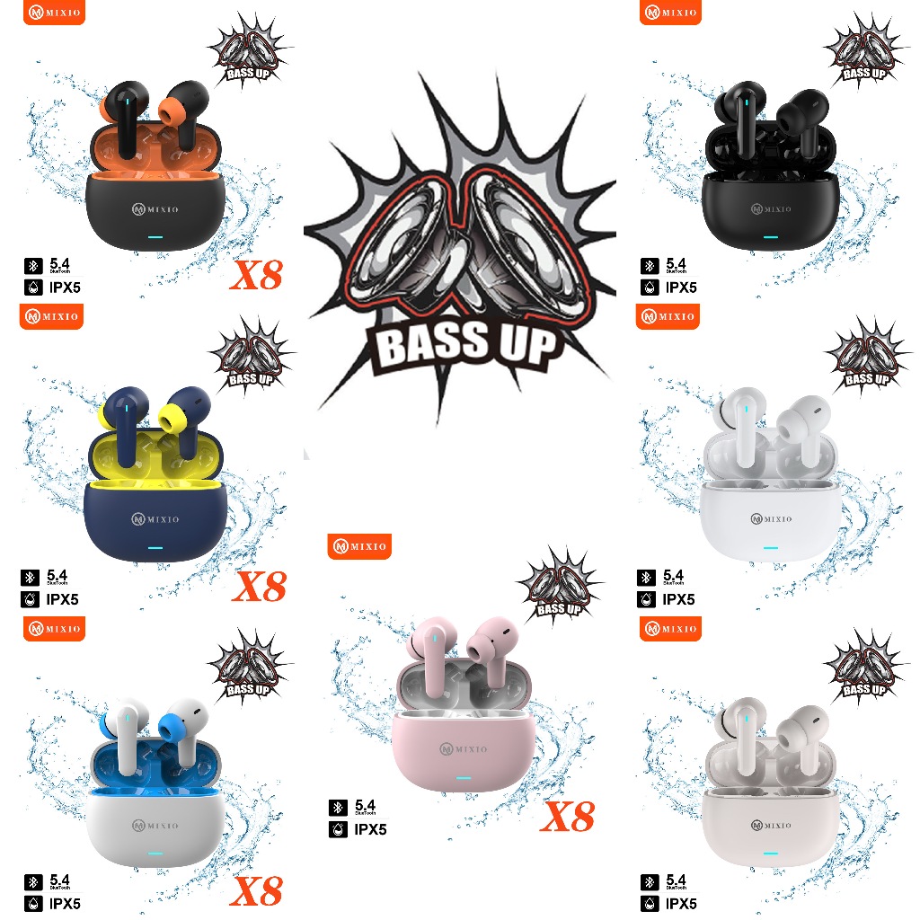 Jual MIXIO X8 TWS SUPER BASS WIRELESS BLUETOOTH EARPHONE TWS MINI ...