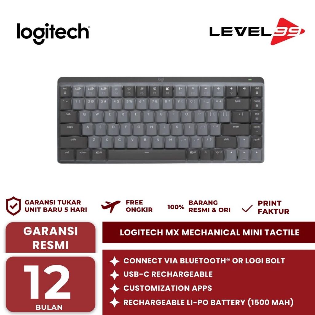 Jual LOGITECH MX MECHANICAL MINI TACTILE KEYBOARD WIRELESS BLUETOOTH ...