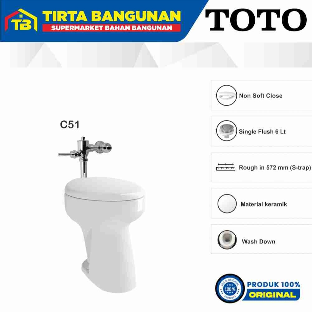 Jual TOTO C51 T150NL CLOSET / KLOSET / TOILET / WC DUDUK SINGLE BOWL ...