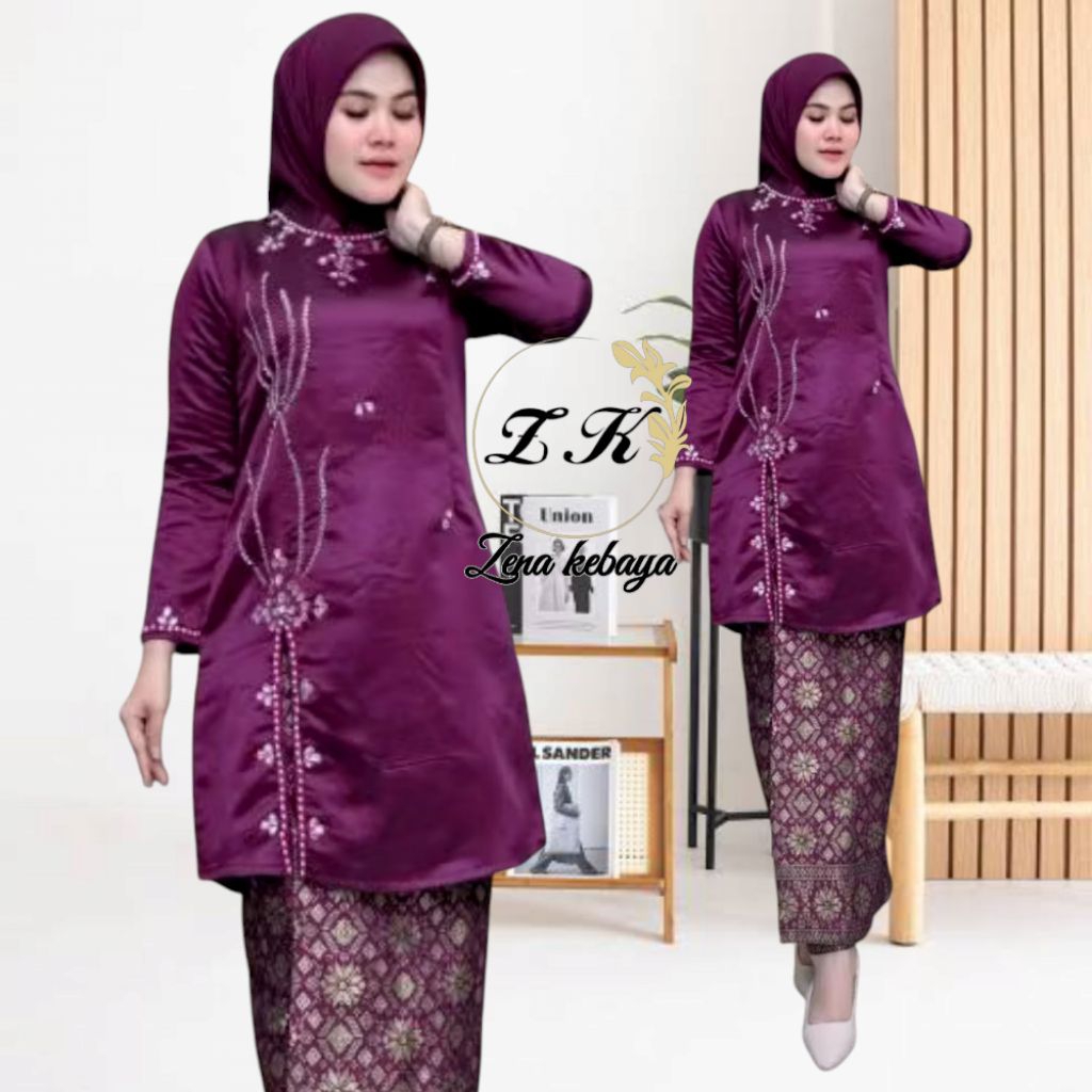 Jual Kebaya Tunik Payet Tafeta Set Rok Songket Palembang Kebaya Modern Wanita Baju Kebaya Wisuda ...