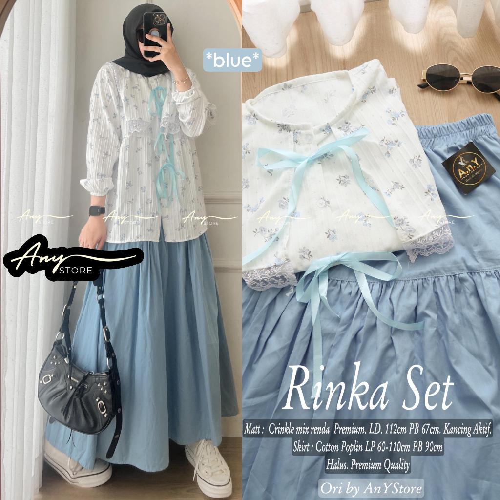 Jual Rinka Set by Any Store LD 112 Setelan Atasan Bahan Crinkle Mix Renda Premium Rok Bahan ...