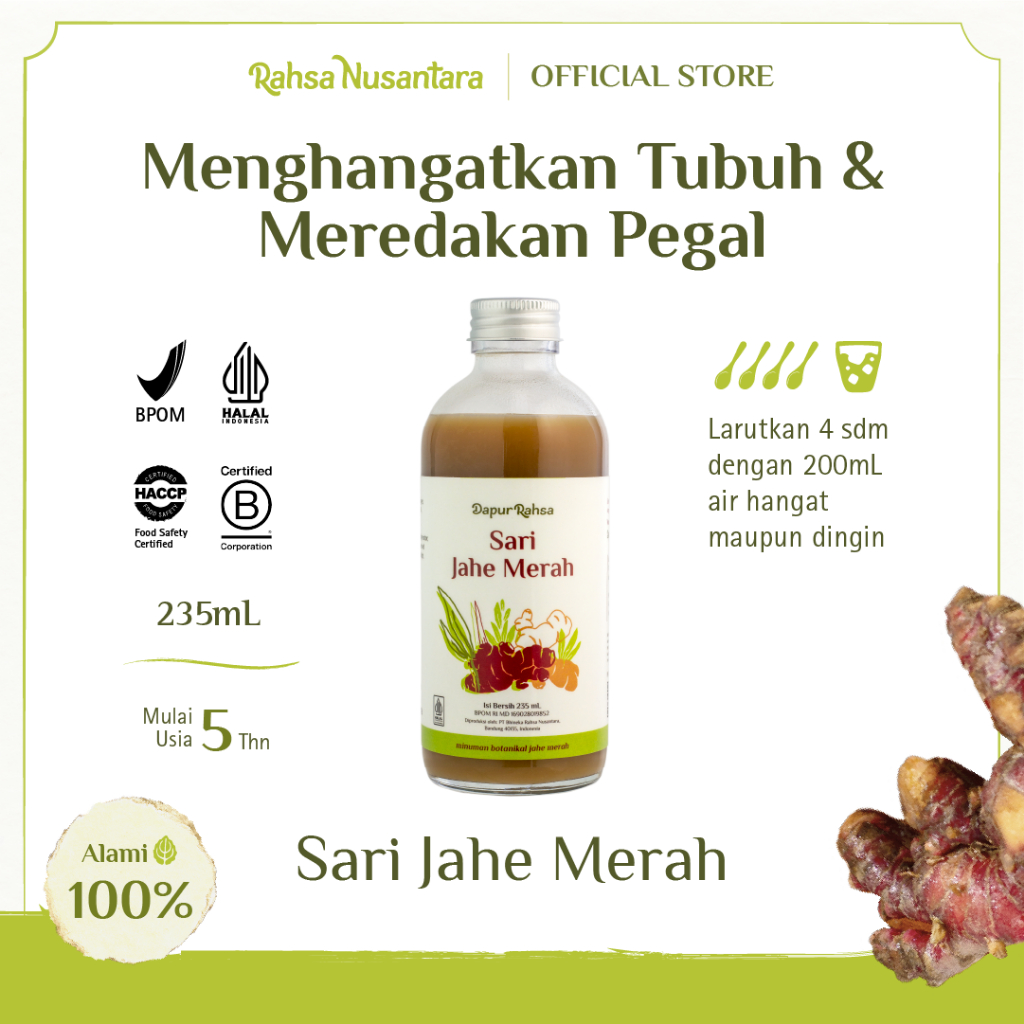 Jual Sari Jahe Merah 235mL | BPOM by Rahsa Nusantara - Jamu Sirup Herbal Tradisional | Shopee ...