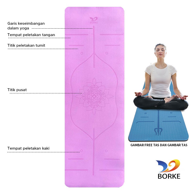 Jual BORKE Matras Yoga 6MM:Desain Elastis, Anti-Selip,dan Senyap untuk ...