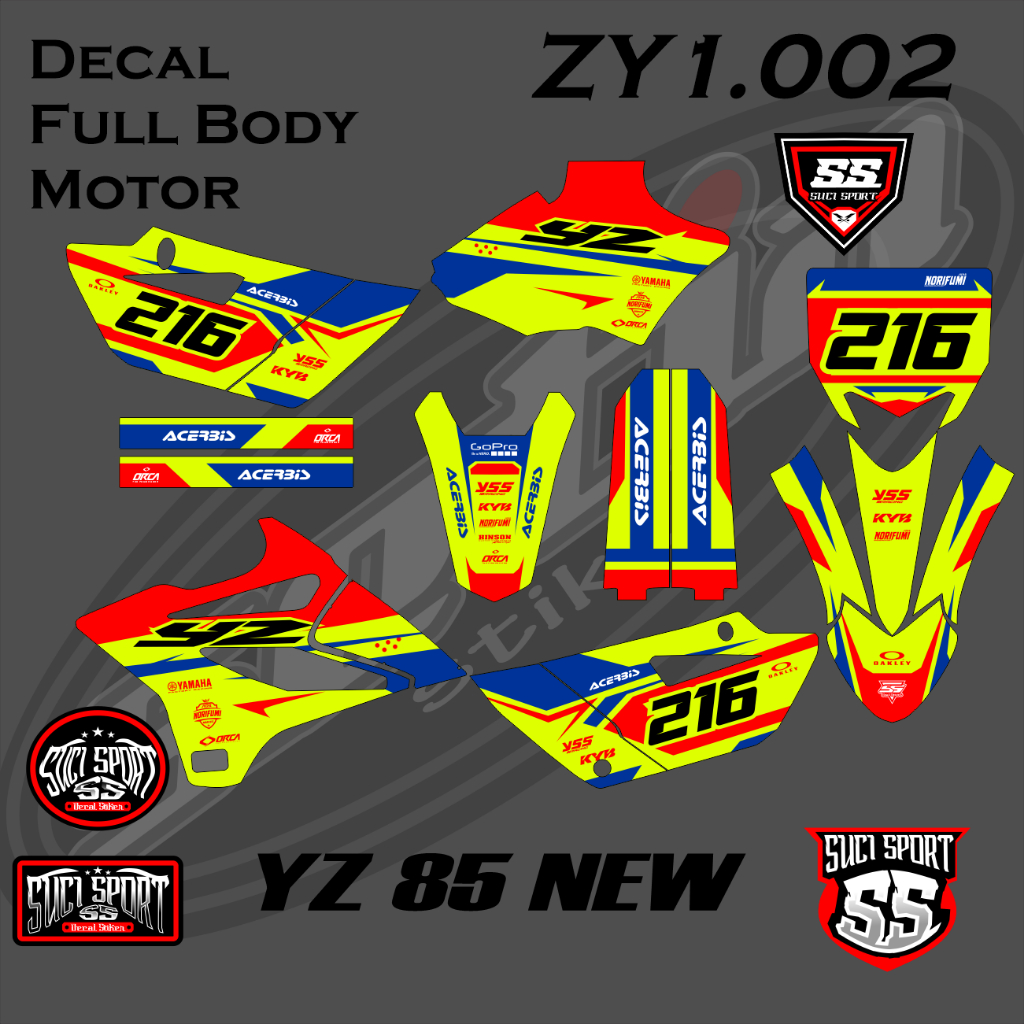Jual DECAL YZ 85 NEW, GTX YZ 85 NEW BISA CUSTOM DESAIGN NAMA, NONOR ...