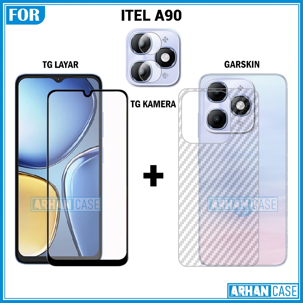 Jual Paket Triple 3in1 Tempered Glass Itel A90 A80 A70 Garskin 3D Plus ...