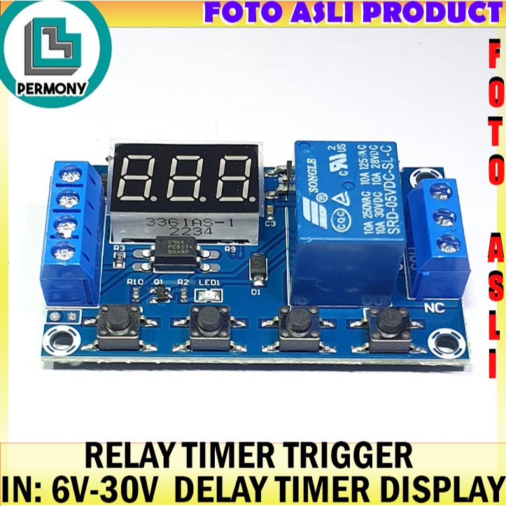 Jual Relay Timer 6-30V 12V DC Trigger Delay Multifunction Display LED On Off Module Switch ...