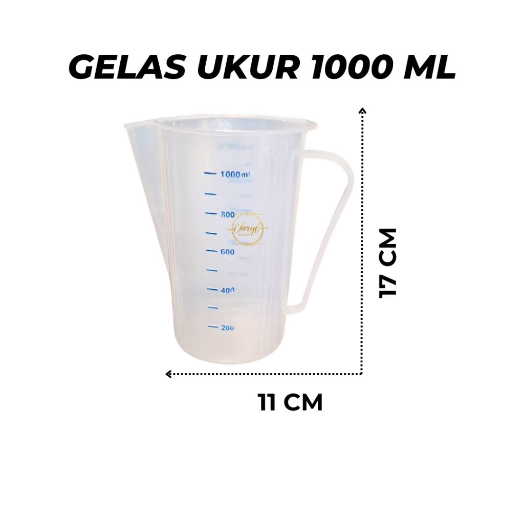 Jual (1 PCS) GELAS UKUR SERBAGUNA PLASTIK TEBAL 1000 ML / GELAS TAKAR ...