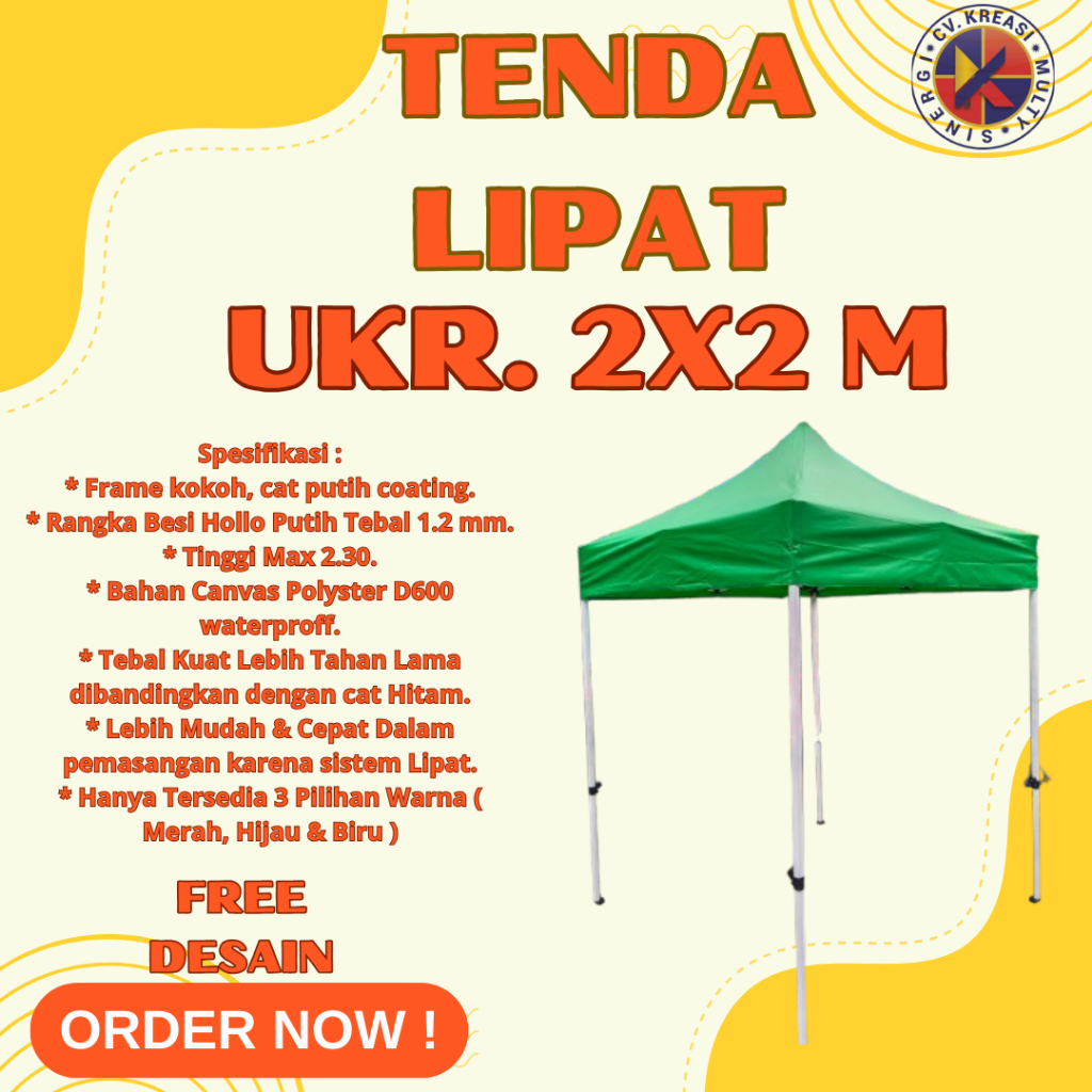 Jual Tenda Lipat 2x2M Premium Tenda Matic Rangka Putih Kokoh Polosan ...