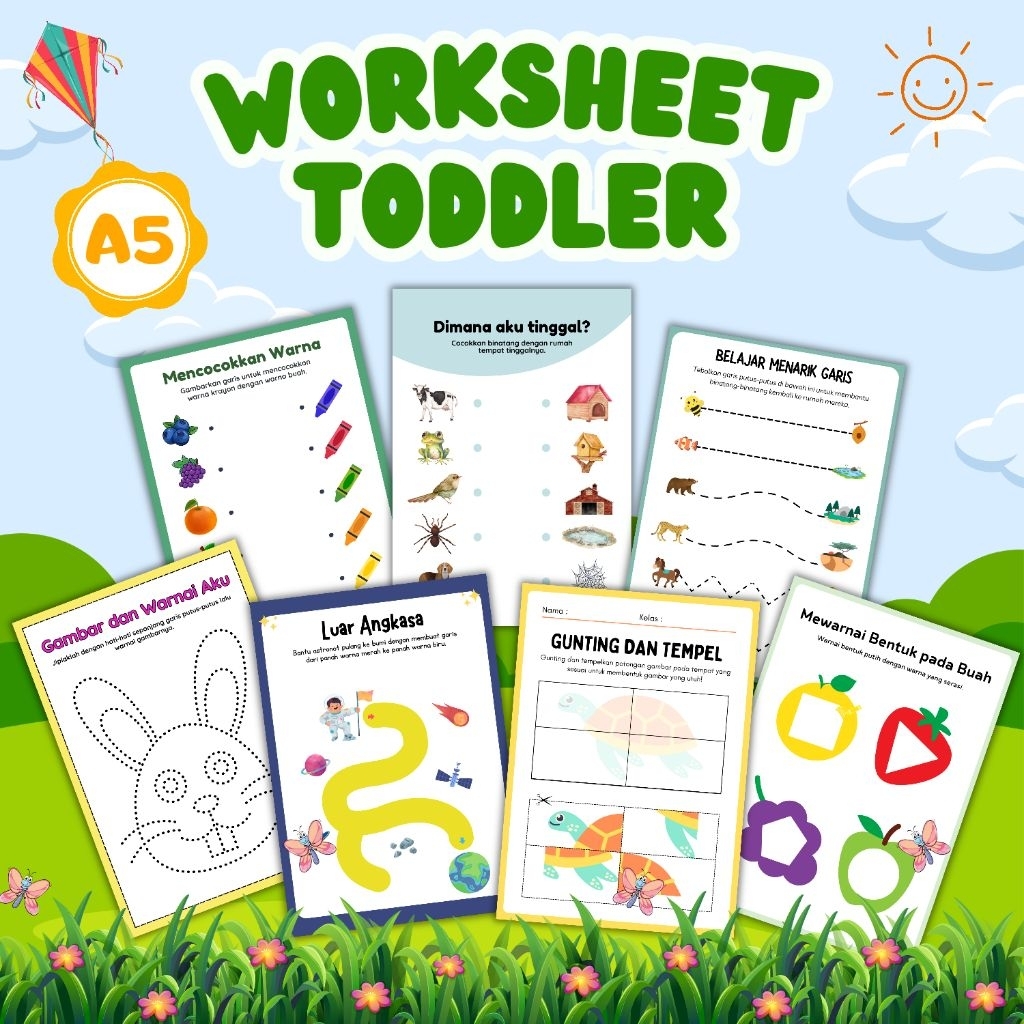 Jual Worksheet Anak Usia 1-5 Tahun Lembar Edukasi Belajar Seru di Rumah ...