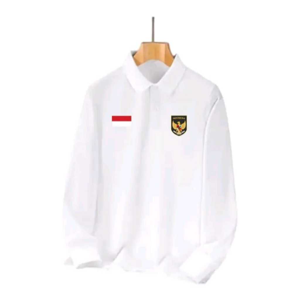 Jual Polo Polos Lengan Panjang Logo Garuda Dtf + Bendera / Kaos Kerah ...